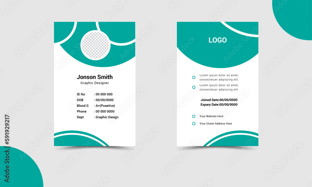 Stylish Employee ID card design template Stock Vector | Adobe Stock