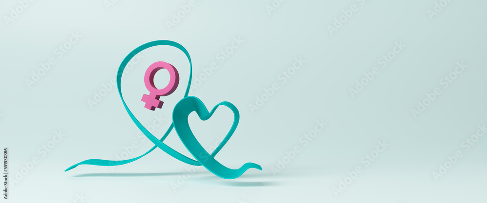 3D Ovarian cancer awareness ribbon poster design. Ovarian cancer and ...