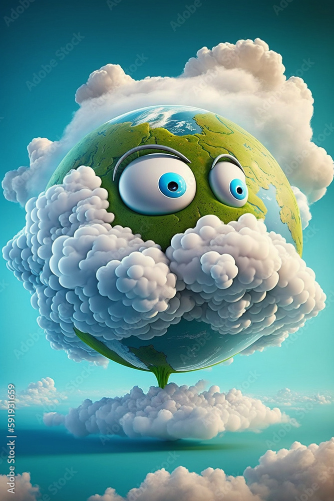 3d ultra realistic cartoon illustration of planet earth surrounded by ...