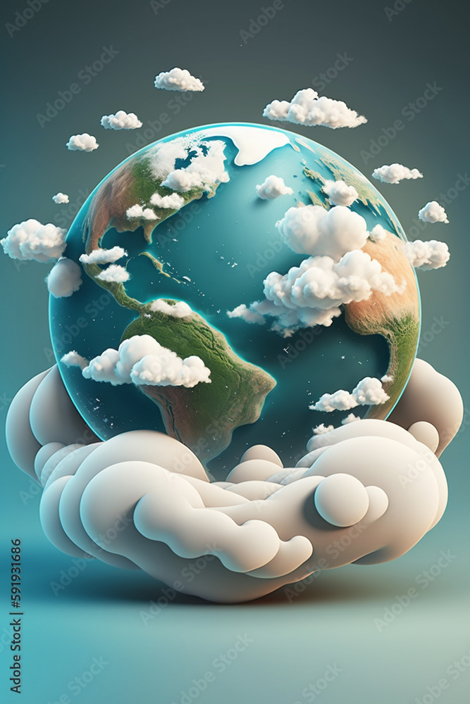 3d ultra realistic cartoon illustration of planet earth surrounded by ...