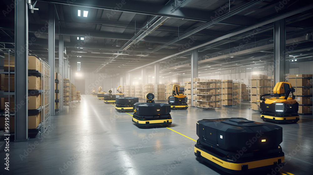 Automated warehouses equipped with advanced robotics technology and ...