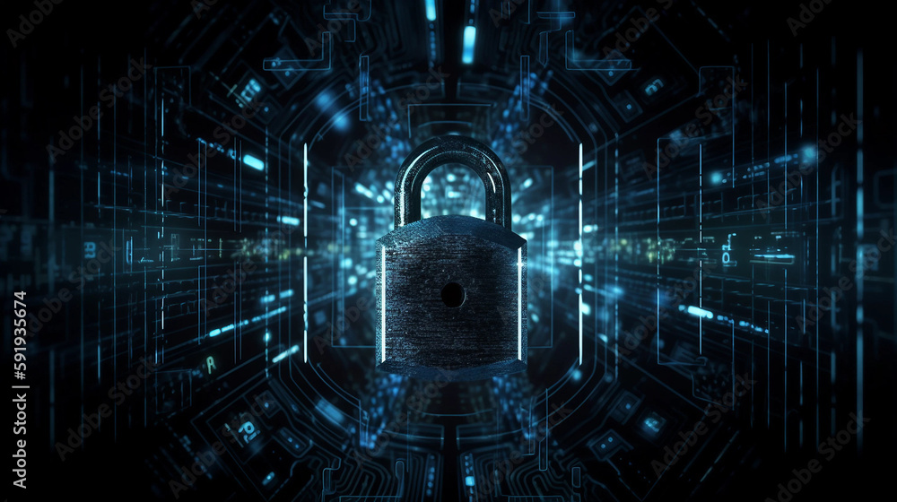 Locked Screen Cybersecurity Background. Generative AI Stock ...