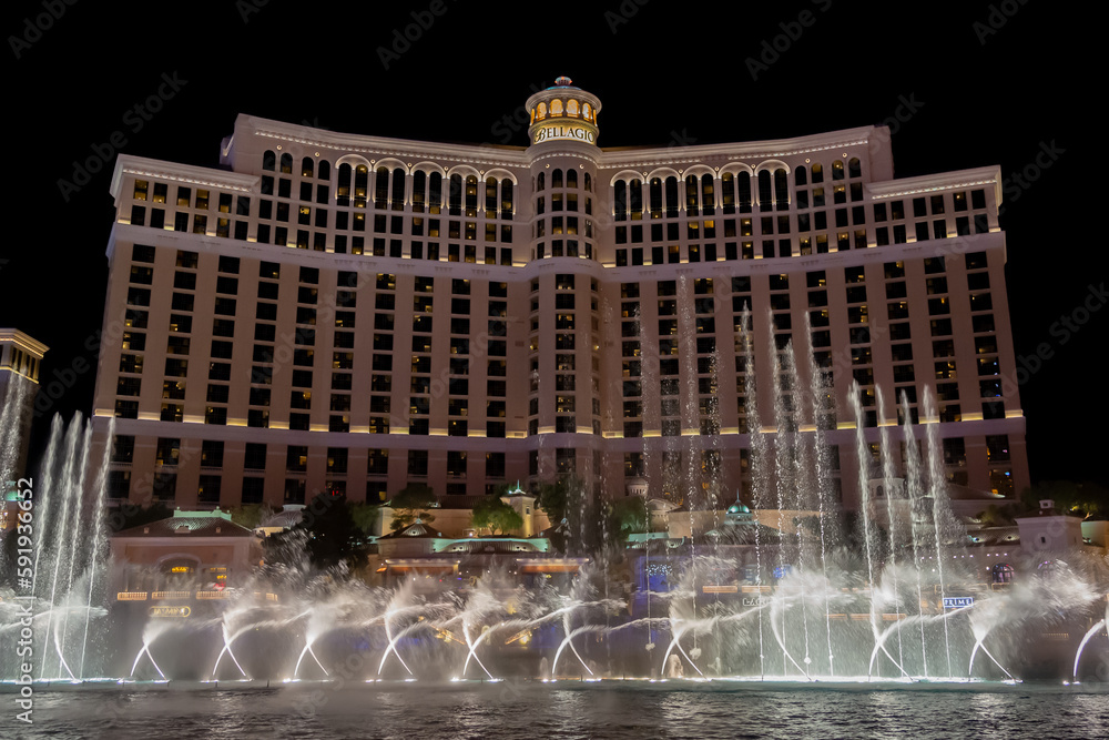 Las Vegas, Nevada - April 2017: Fountains of Bellagio. Fountains at ...