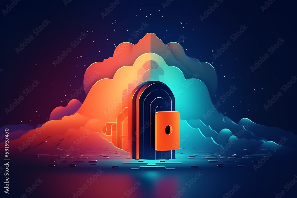 Security background design featuring orange and blue locker in a ...