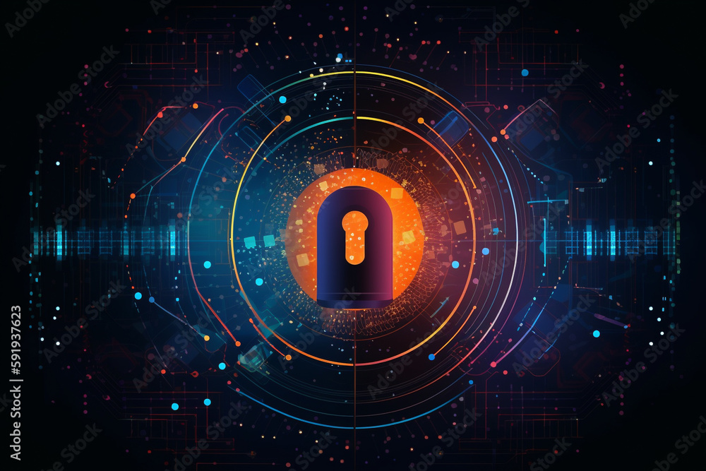 Security background design featuring orange and blue locker in a ...
