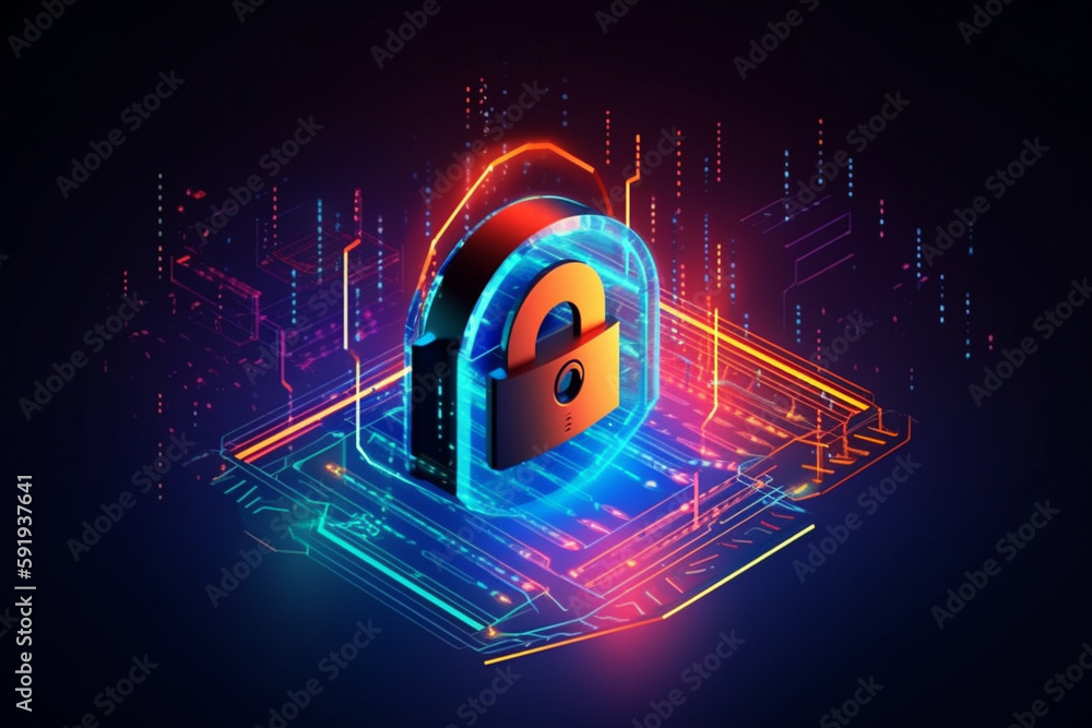 Security background design featuring orange and blue locker in a ...