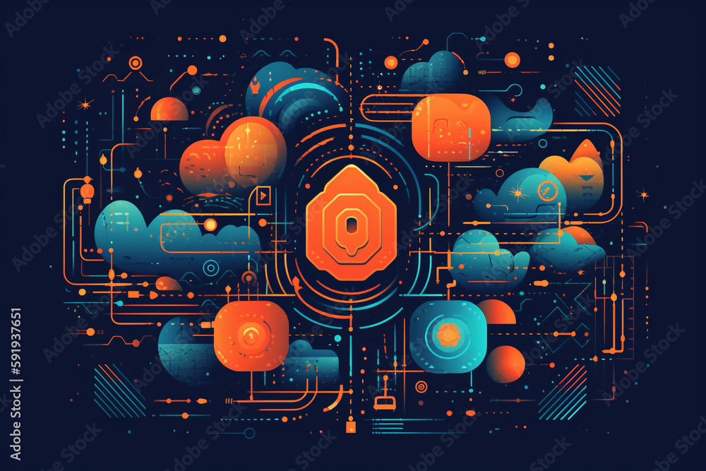 Security background design featuring orange and blue locker in a ...
