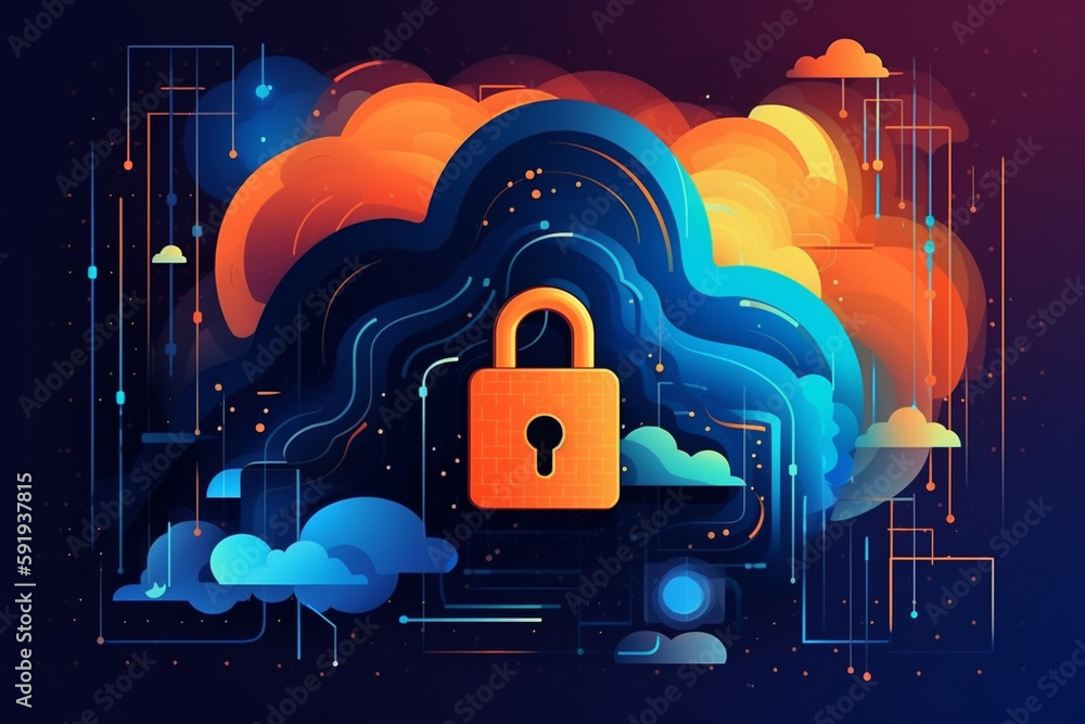 Security background design featuring orange and blue locker in a ...