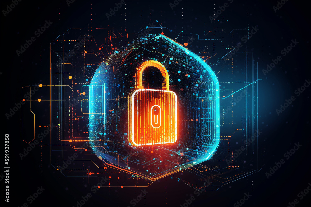 Security background design featuring orange and blue locker in a ...