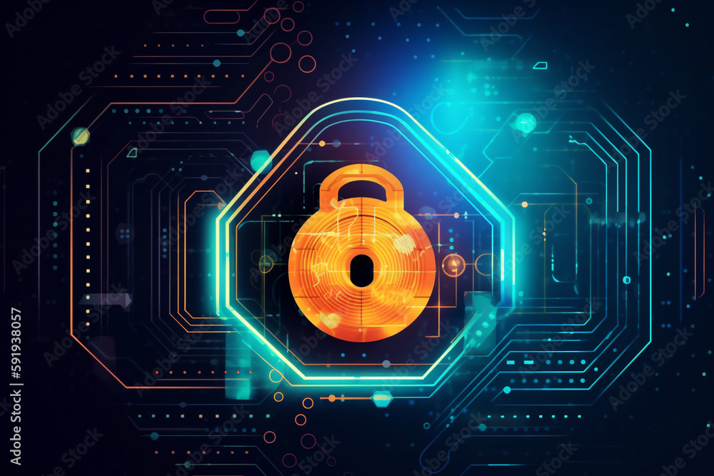 Security background design featuring orange and blue locker in a ...