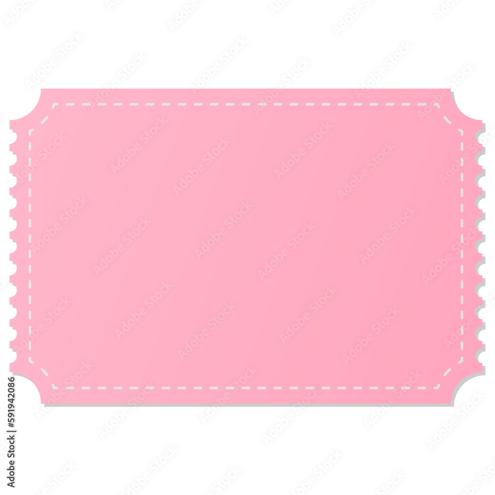 Blank Pink rectangle ticket with white dashed line border Stock Vector ...