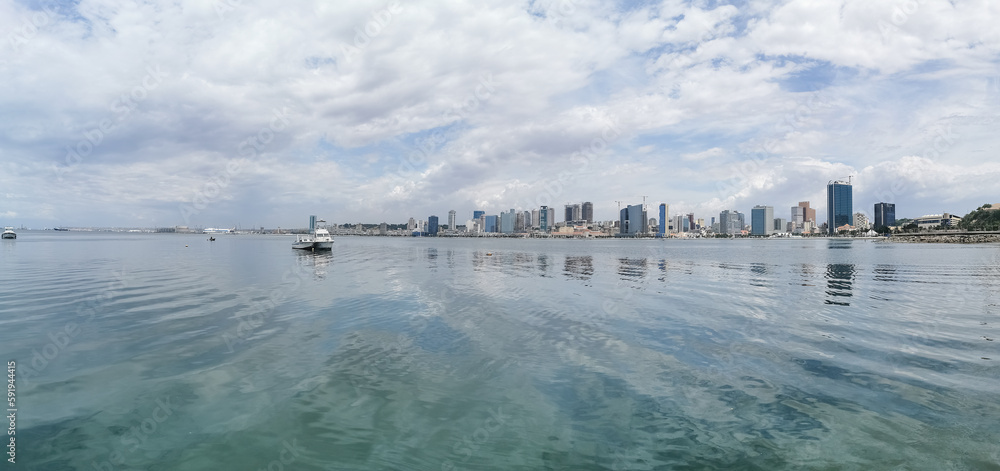 Panoramic view at the Luanda downtown, with cityscape skyline buildings ...