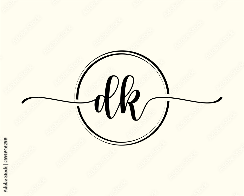 initial handwriting DR Circle logo Illustration. DR Letter Logo Design ...