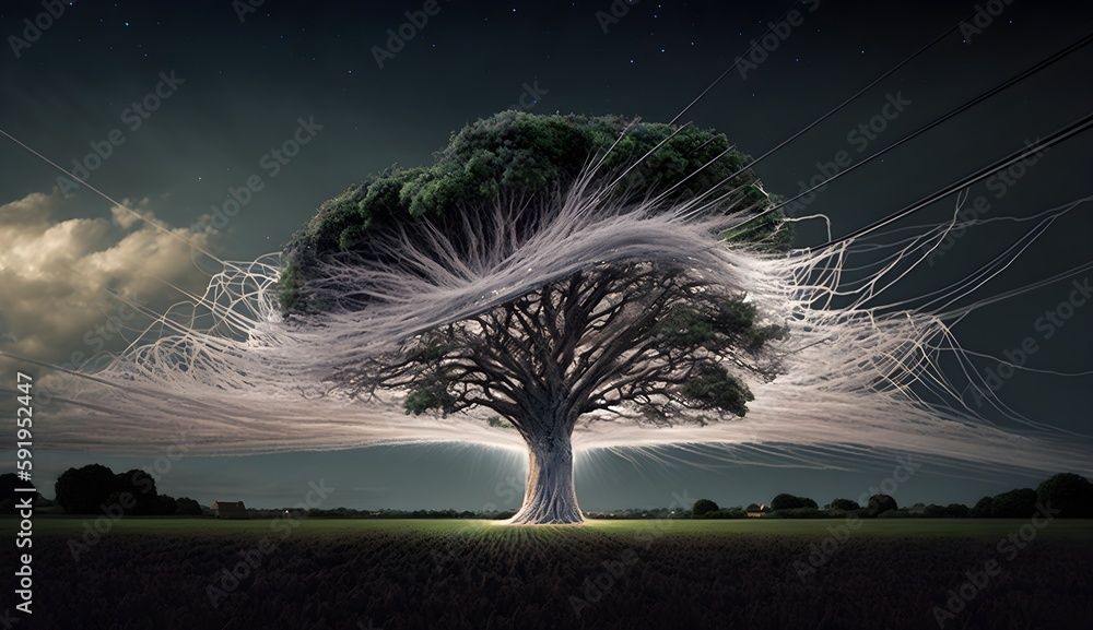 an image of the internet as a tree in an open field the branches are ...