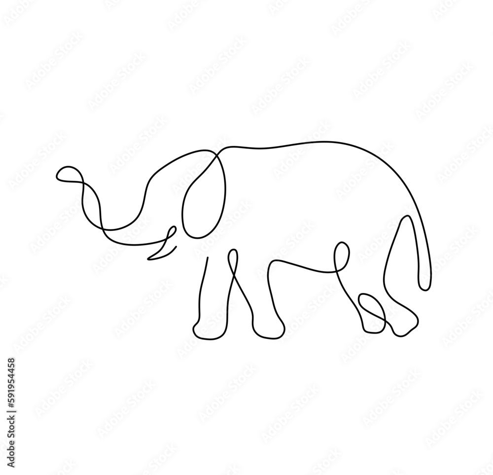 Vector isolated one single simplest contemporary line elephant side ...