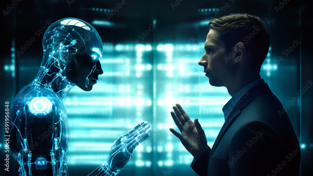 Machine learning reaction and ai artificial intelligence.Chat bot ...