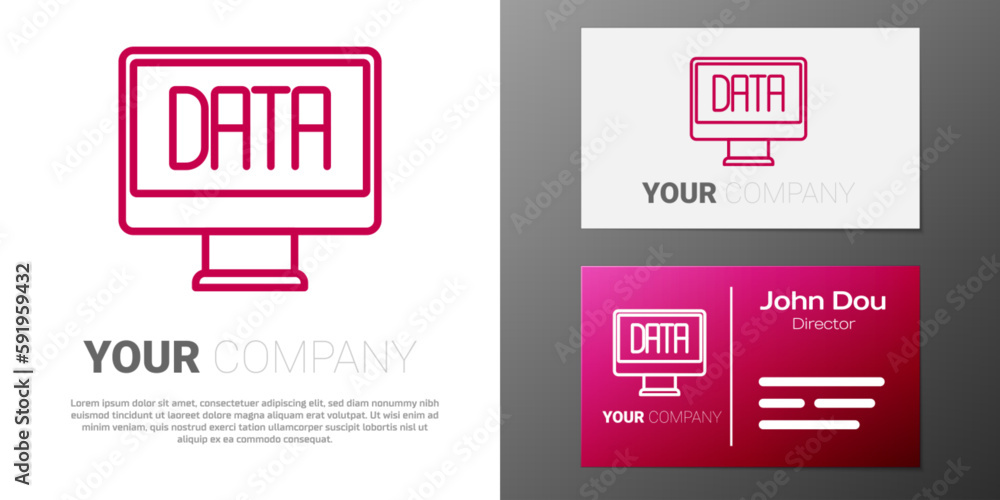 Logotype line Data analysis icon isolated on white background. Business data analysis process ...