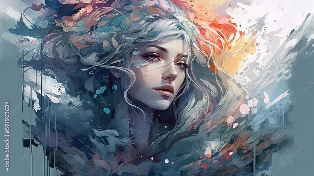Fantasy woman illustration (Generative AI) [hi-res, good for wallpaper ...