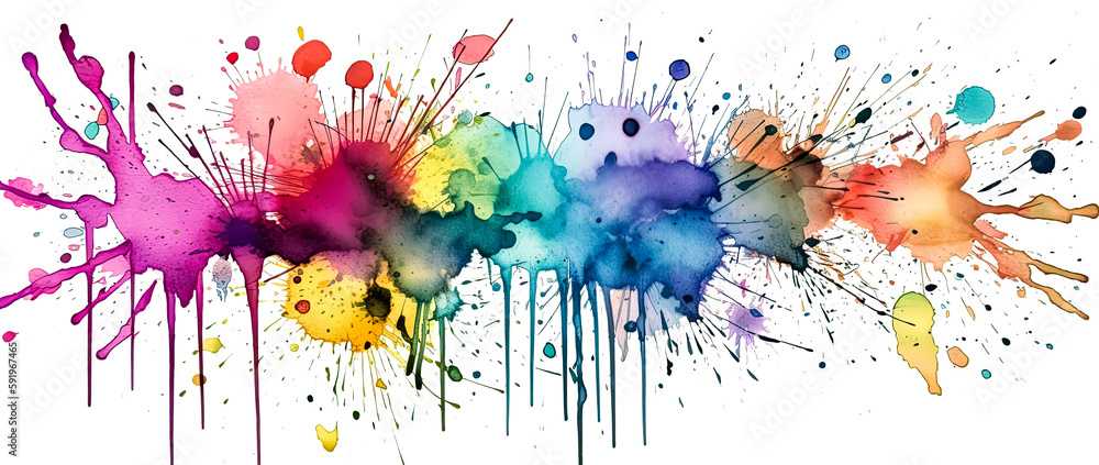 watercolor rainbow splash, rainbow splashes, spray-paint style, color ...