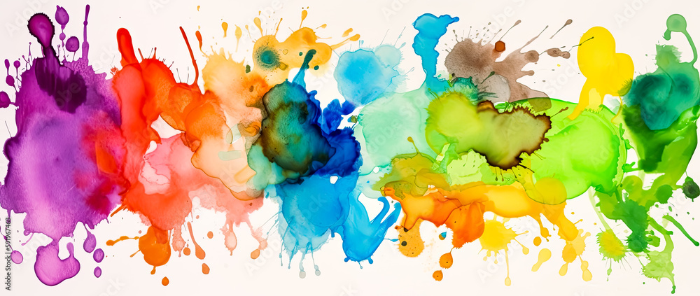 watercolor rainbow splash, rainbow splashes, spray-paint style, color ...