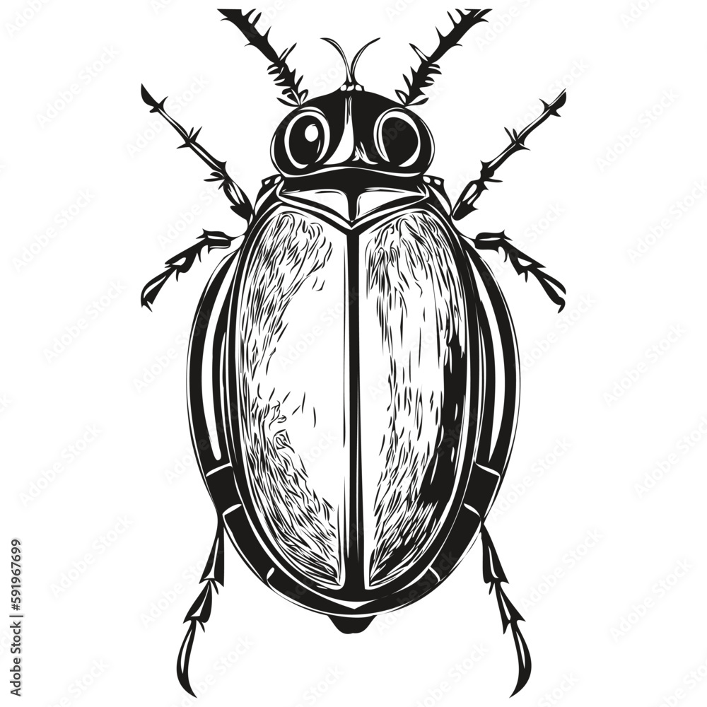 beetle vector illustration line art drawing black and white beetles ...