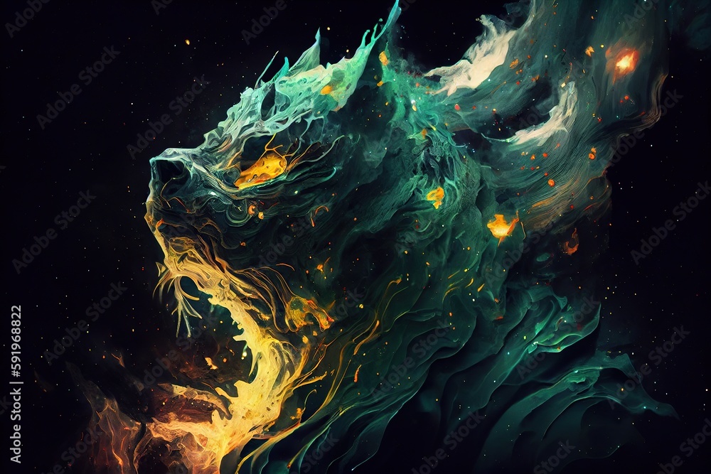 Generative AI illustration of the celestial beast made of a magical ...