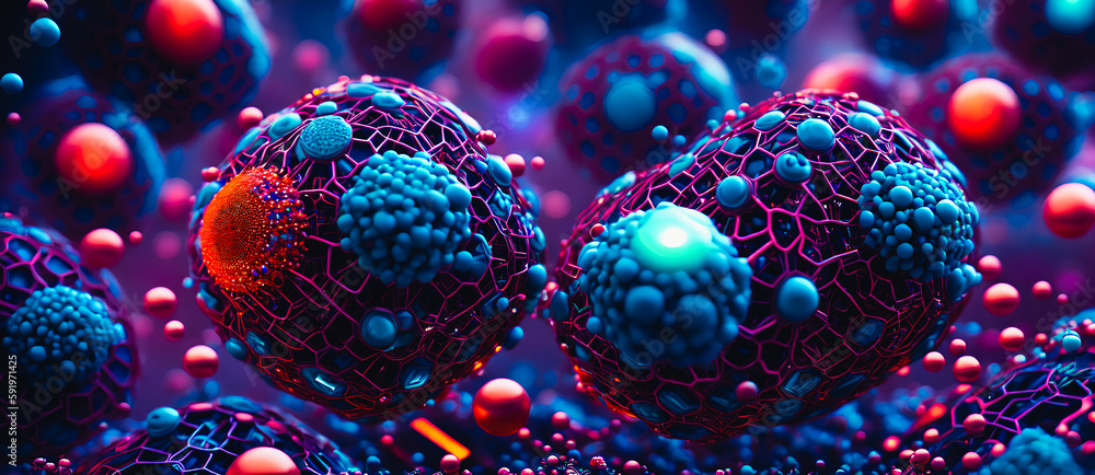 Colorful and fantastic shapes depicting a modern form of computer virus ...