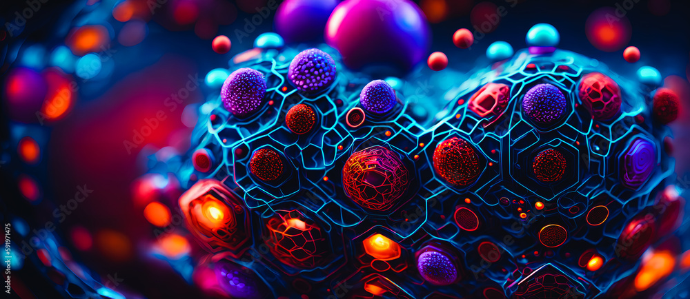 Colorful and fantastic shapes depicting a modern form of computer virus ...