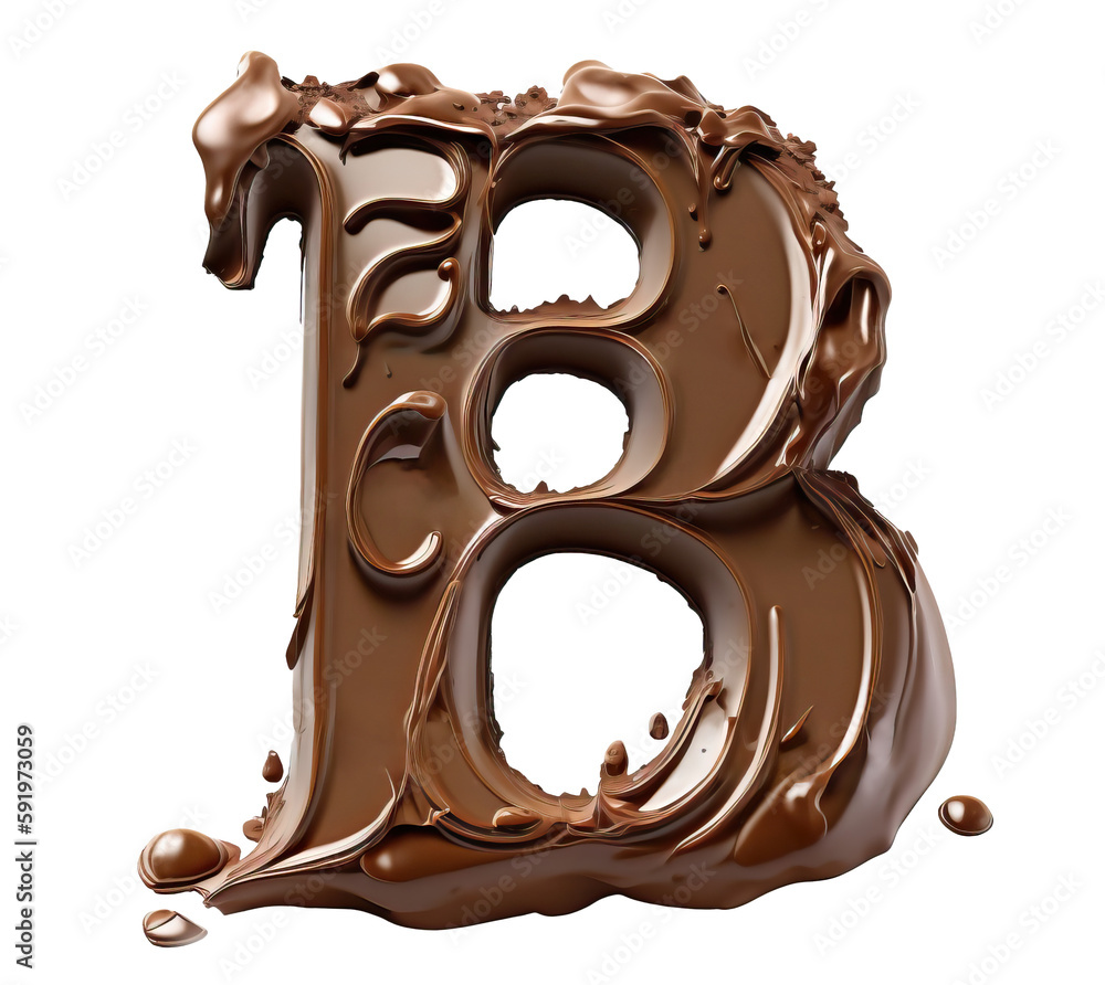 Melt milk chocolate alphabet, letter B cut out. Generative AI ...