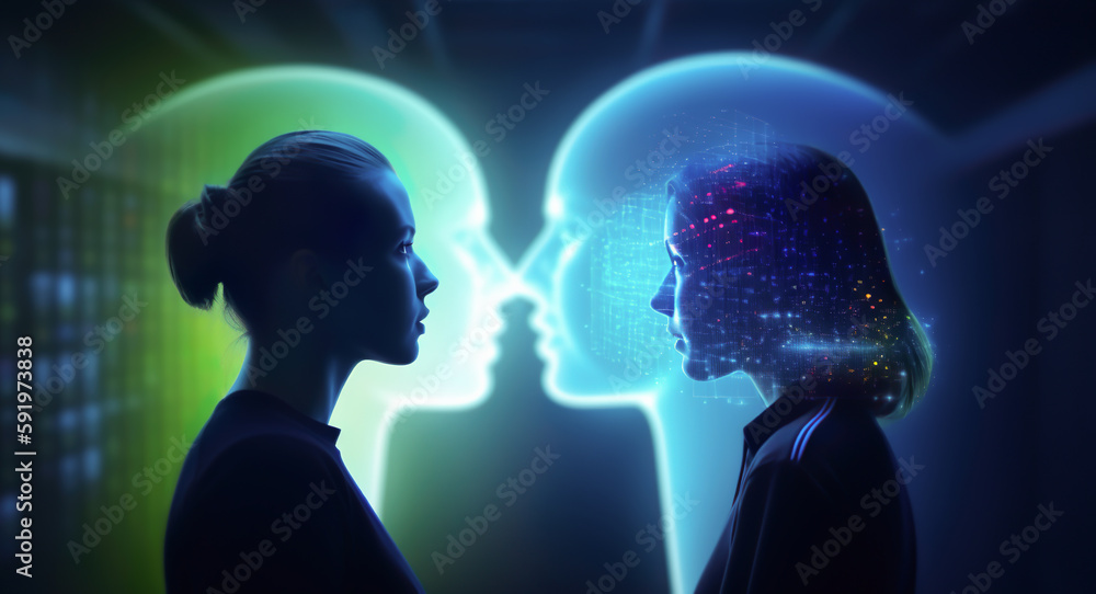 Machine learning reaction and ai artificial intelligence.Chat bot ...