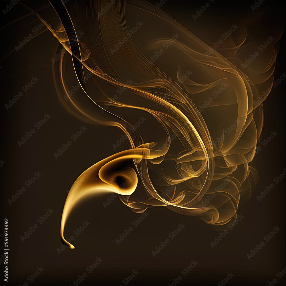 Flame, gold fire smoke on black background, smoking wave, luxury ...