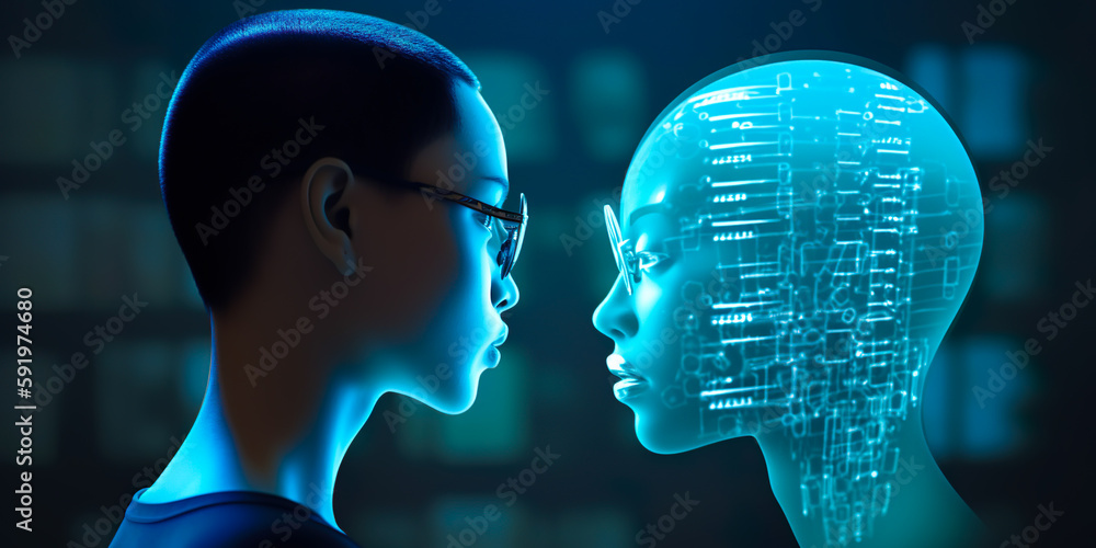 Machine learning reaction and ai artificial intelligence.Chat bot ...