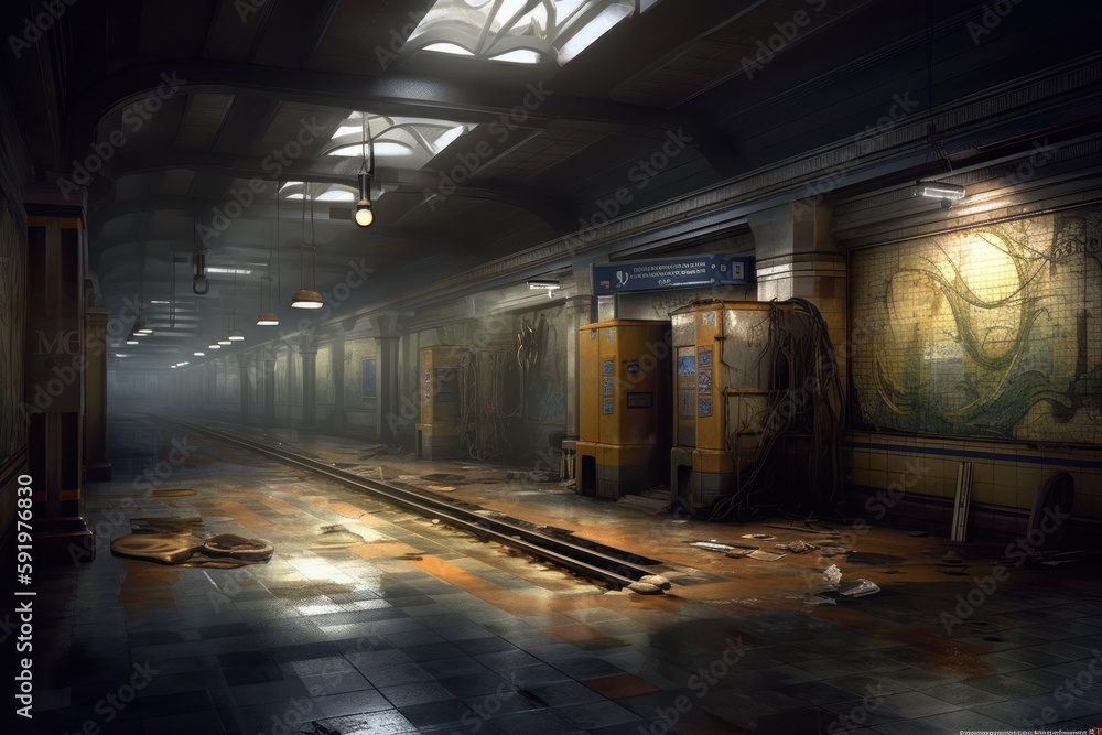 Old Metro Station Game Art Wallpaper Background Stock Illustration ...