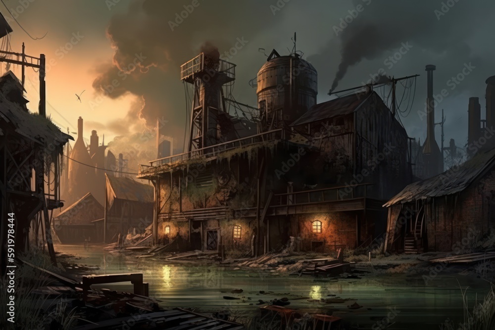 Old Factory Game Art Wallpaper Background Stock Illustration | Adobe Stock