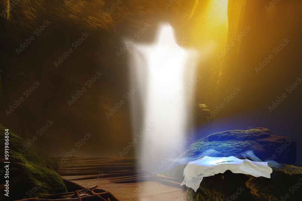 Poster Resurrection of Jesus Christ. 3D render illustration. – Wall Art ...