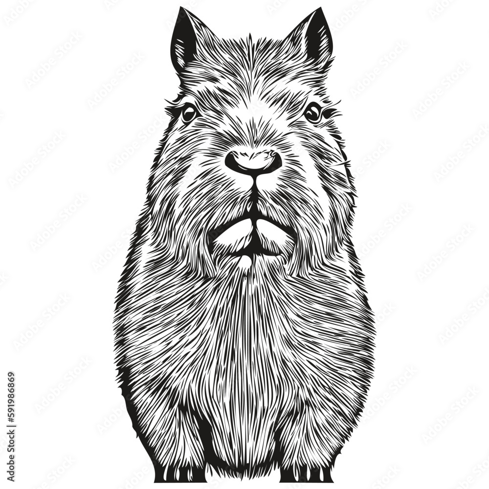 Cute Capybara on white background, hand draw illustration capybaras ...