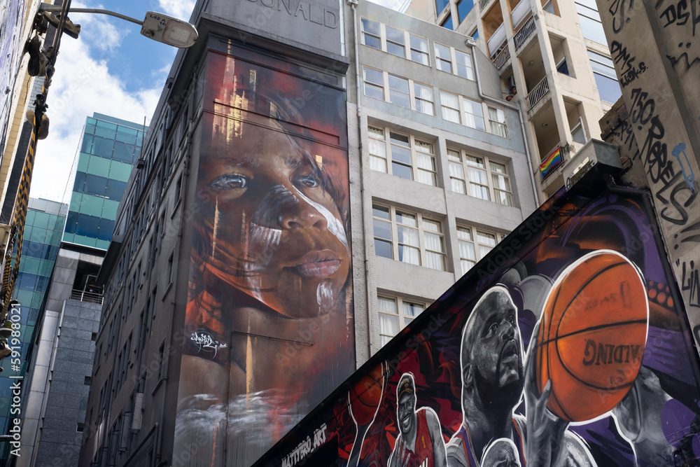 MELBOURNE, AUSTRALIA, FEBRUARY 18 2023: Street art by unidentified ...