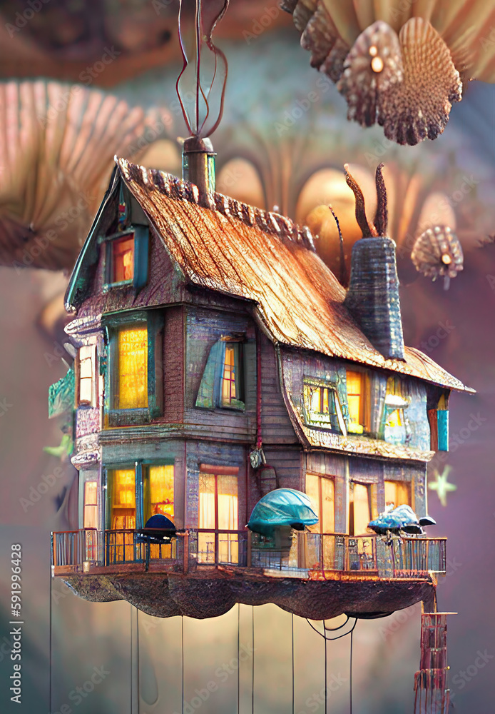 Dream houses. Imagine your house flying in the sky, floating under the ...