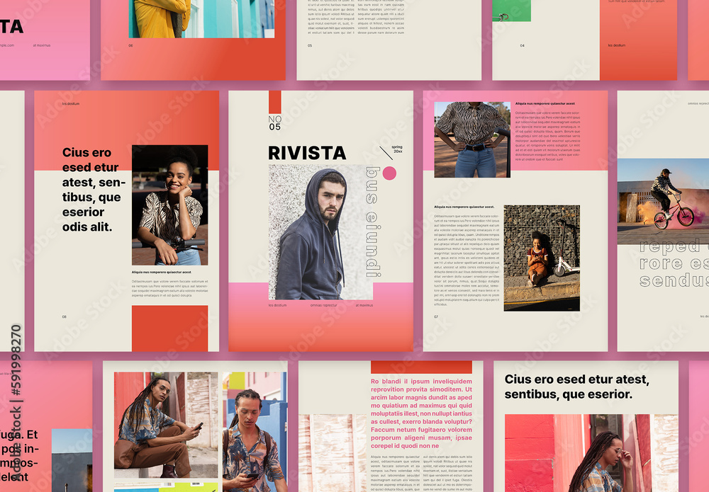 Layout Rivista Con Trama Rosa Stock Template | Adobe Stock
