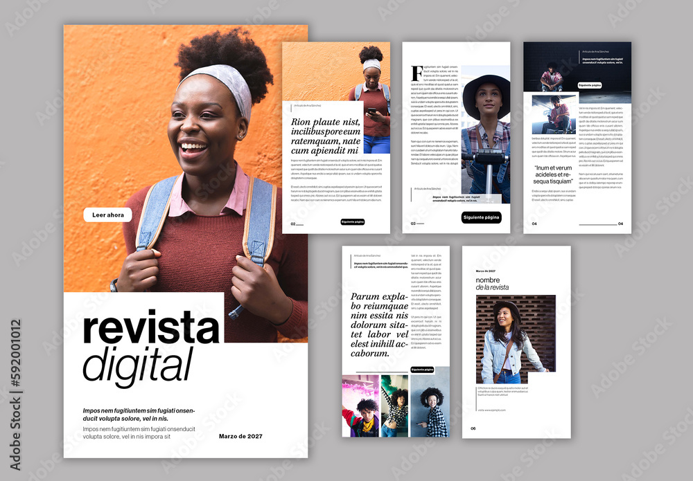 Diseño Mínimo De Revista Digital Stock Template | Adobe Stock