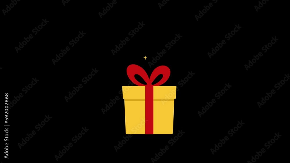 Vidéo Stock On a transparent background, a gift appears in a yellow ...