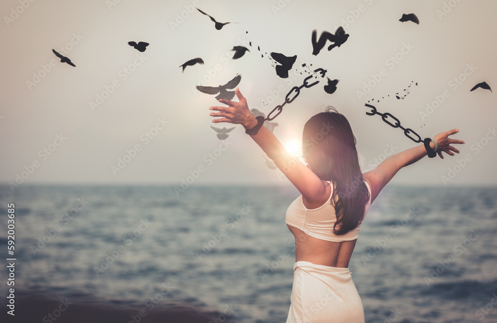 The woman who broke the chains and set the birds free enjoys nature at ...