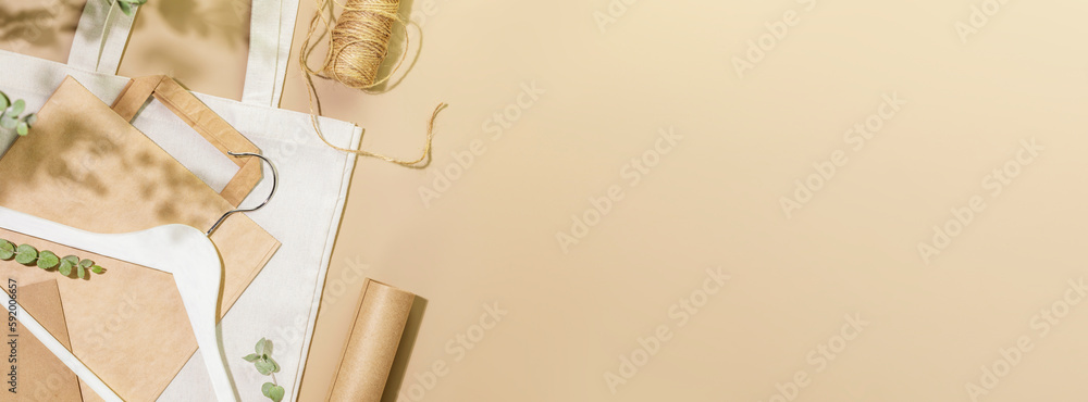 Eco friendly shopping and delivery service. Sustainable banner with ...