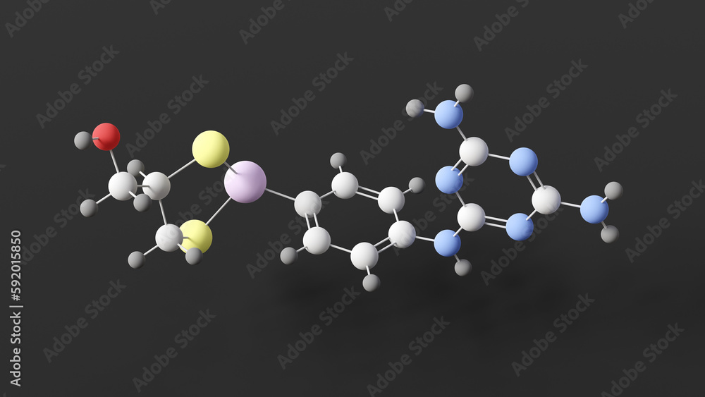 melarsoprol molecule, molecular structure, arsobal, ball and stick 3d ...