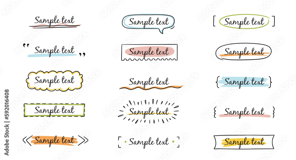 Text title frame handwriting ribbon, square, circle decoration element ...