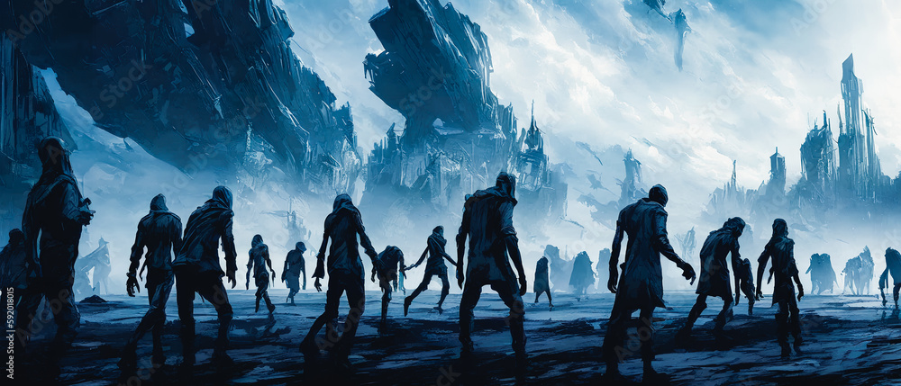 A dystopian world where genetically modified humans look like zombies ...