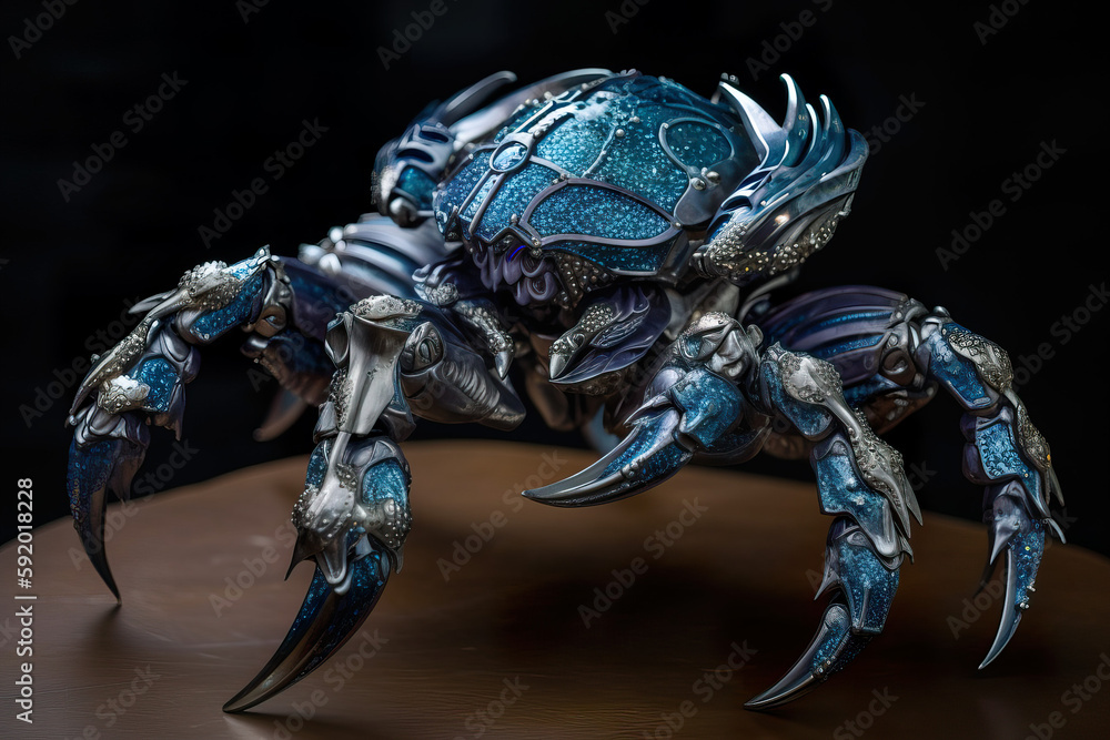 Massive crab warrior with razor-sharp claws in space Generative AI ...