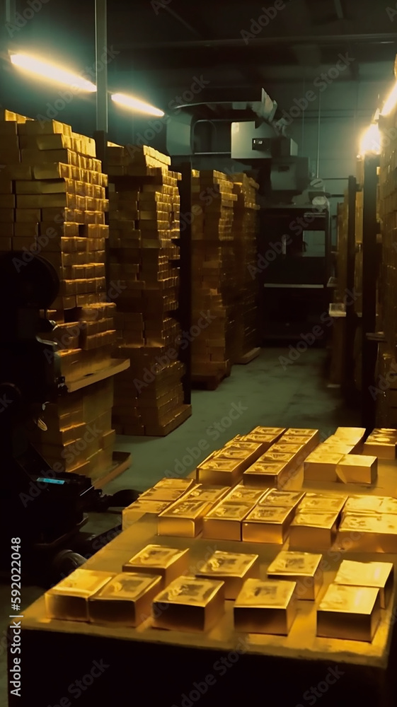Gold reserve bank, international gold bank, gold bullion, generated ...