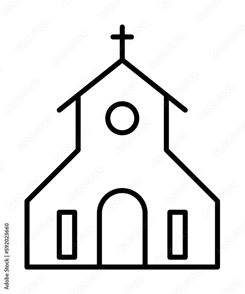 church outline icon illustration on transparent background Stock ...