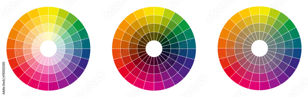 Colour palette wheel - RYB model, circle divided into 24 shades ...